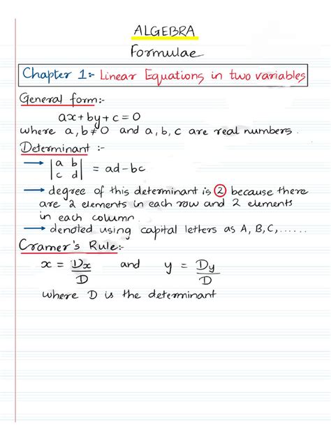 Algebra Formulae Pdf