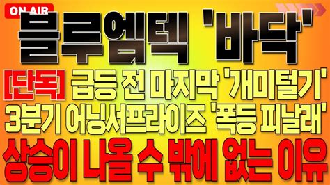블루엠텍 주가 전망 단독 급등 전 마지막 개미털기 3분기 어닝서프라이즈 실적 발표 폭등 피날래 상승이 나올 수 밖에 없는 이유 블루엠텍대응 블루엠텍
