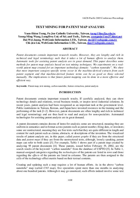 Pdf Text Mining For Patent Map Analysis