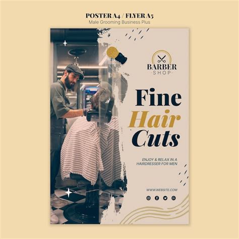 Premium Psd Hand Drawn Male Grooming Poster Template