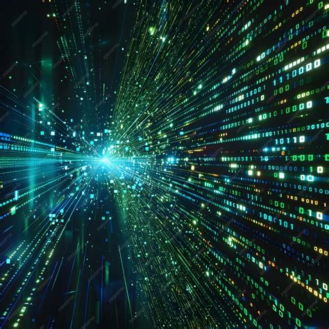 Futuristic Digital Matrix Dynamic Flow Of Binary Code In Dark