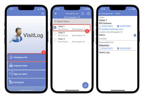 Visitlog App Emergency List Support Visitlog