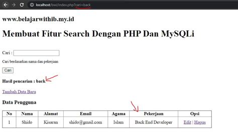 Tutorial Php Pemula Part 16 Cara Membuat Fitur Search Dengan Php Dan