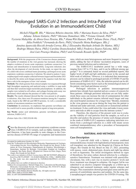 Pdf Prolonged Sars Cov 2 Infection And Intra Patient Viral Evolution