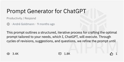 Prompt Prompt Generator For Chatgpt By Andr Goldmann Aiprm For Chatgpt