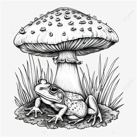 Mushroom And Frog Coloring Page Age Aged Antique Png Transparent Image And Clipart For Free