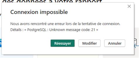 Connexion POWER BI Postgresql Impossible Power BI