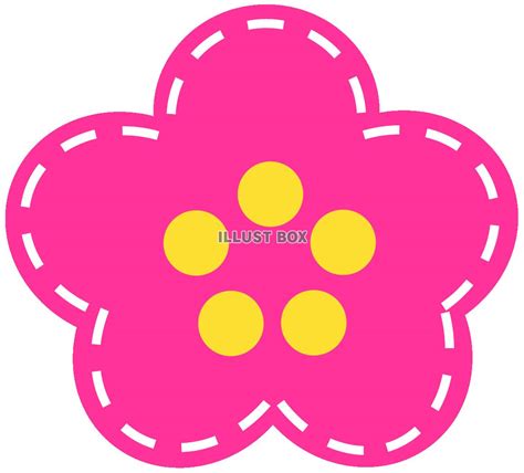 無料イラスト フエルトワッペン風のうめの花（梅、年賀状素材）