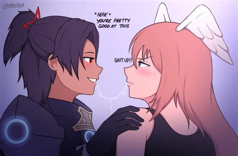 Rule 34 2girls After Kiss Armor Ashera Xenoblade Black Hair Blue