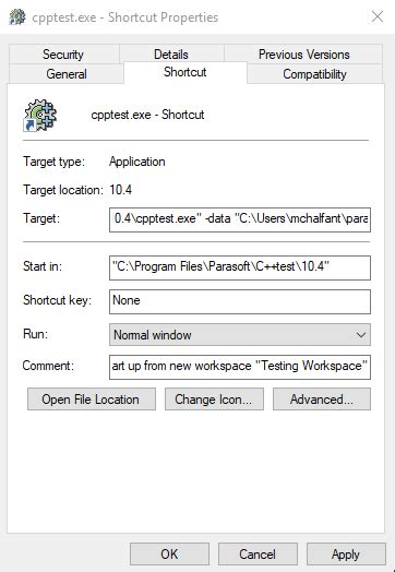 Launch Cpptest With A Specific Workspace And Modify Projectloc