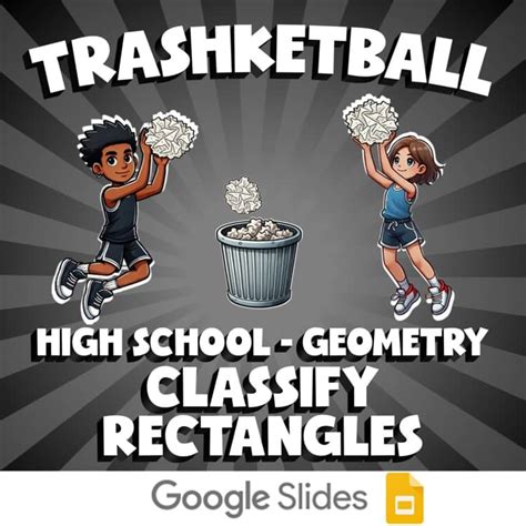 Classify Rectangles Trashketball Math Game No Prep Geometry Review Activity