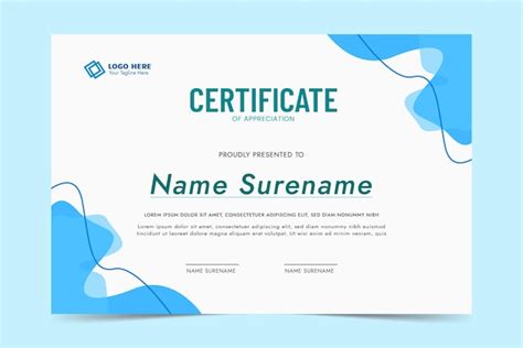 Premium Vector Blue Theme Certificate Template