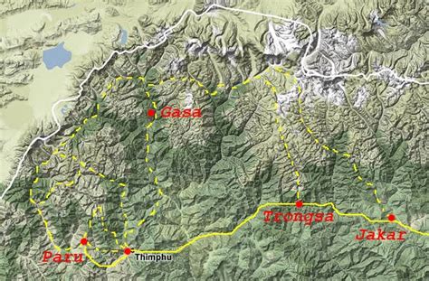 Himalayan Trail Trekker Bhutan Trekking Routes And Map