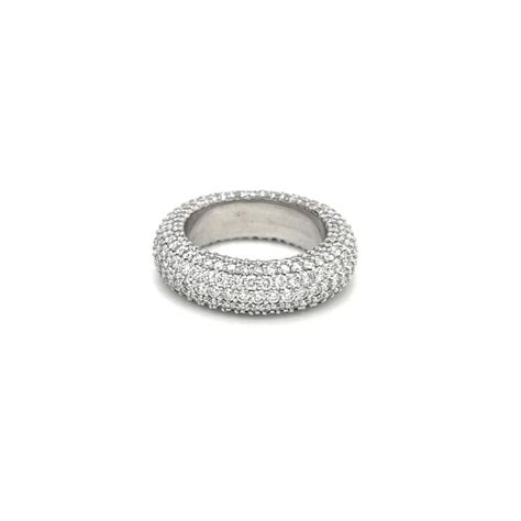Diamond 7 Rows Thick Band Ring 461 Carats In 18k White Gold Cocktail