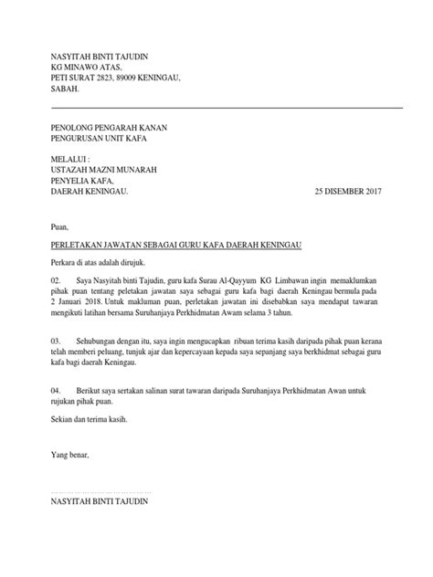 Surat Perletakan Jawatan Pdf
