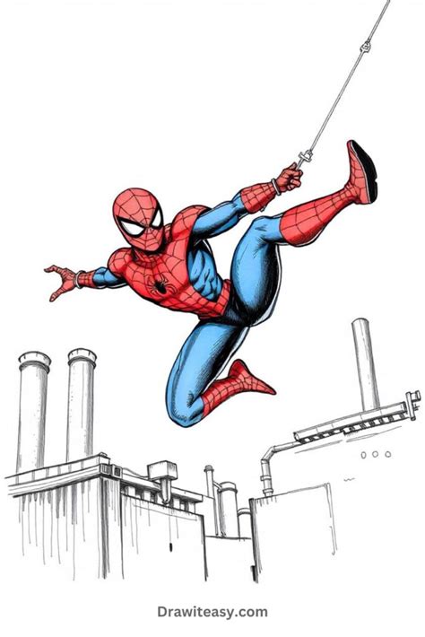 Spider Man Drawing Swinging Easy