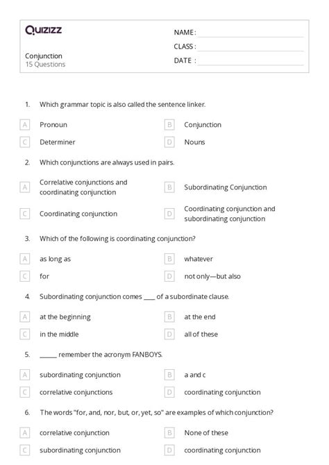 50 Correlative Conjunctions Worksheets For 8th Class On Quizizz Free