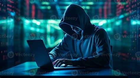 Cybersecurity Vulnerability And Hacker Coding Malware Concept Hooded