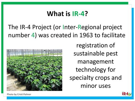 What is IR-4? The IR-4 Project (or Inter-Regional project number 4) was ...