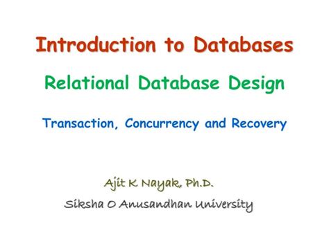 Introduction To Database Transaction Concurrency And Recovery Pdf Databases Computer