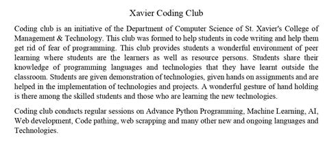 Xavier Coding Club St Xaviers College Of Management And Technology