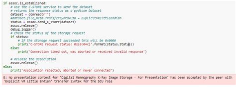 e no presentation context for secondary capture image storage has