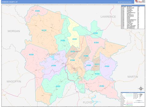 Johnson County Ky Wall Map Color Cast Style By Marketmaps Mapsales