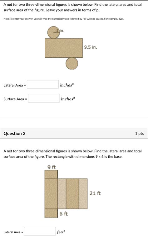 Solved A Net For Two Three Dimensional Figures Is Shown