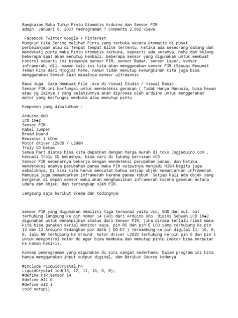 Pintu Geser Otomatis Berbasis Arduino Pdf