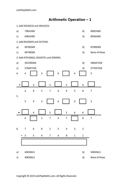 Arithmetic Operation 1 Pdf