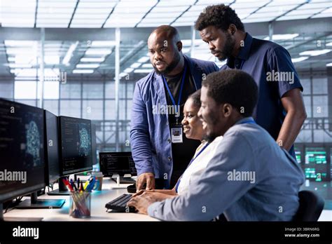 Cheerful Team Of Server Farm Admins Pleased After Successfully