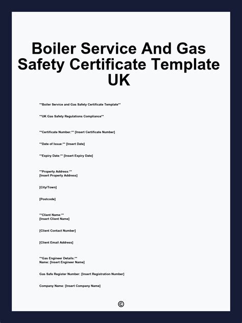 Boiler Service And Gas Safety Certificate Template Uk