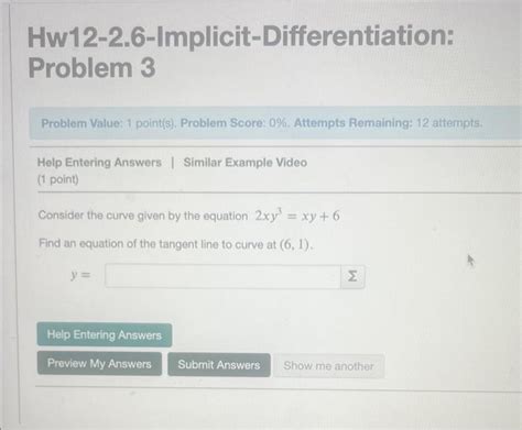 solved hw12 2 6 implicit differentiation problem 3 problem