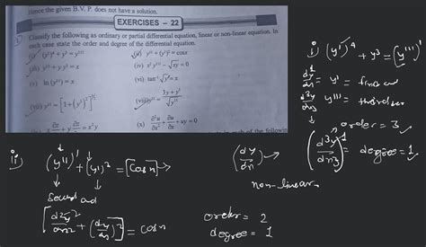 classify the following as ordinary or partial differential equations lin