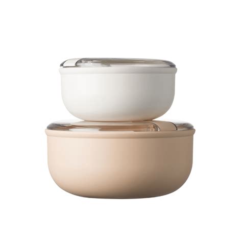 Omada Pull Box Round Container Set Of 2 Pink And Ivory