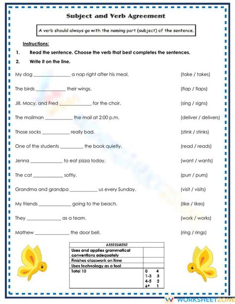 Subject And Verb Agreement Wordwall