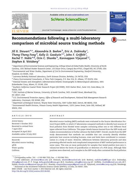Pdf Recommendations Following A Multi Laboratory Comparison Of Microbial Source Tracking Methods