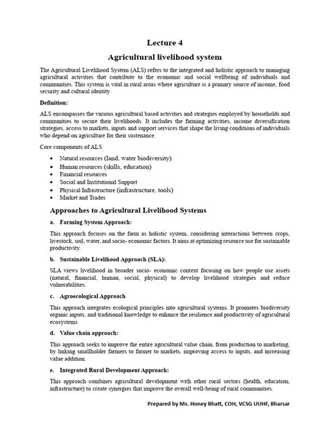 Agricultural Livelihood Systems Guide Pdf Agriculture Climate