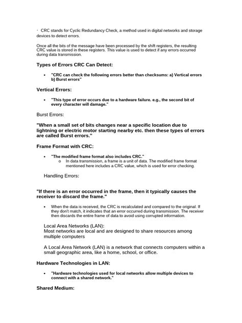 Crc Stands For Cyclic Redundancy Check Pdf Network Topology Computer Network