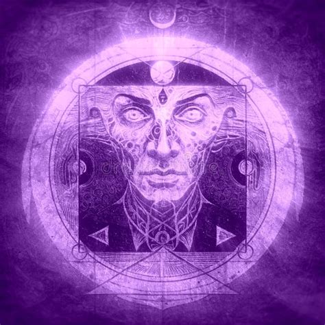 Mystical Geometry Symbol With Woman Face Linear Alchemy Occult