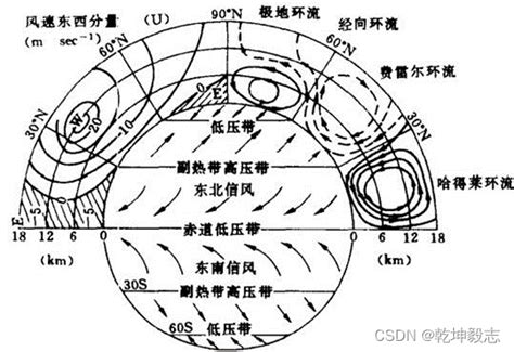 海洋科学—物理海洋学 第八章 大气与海洋 在北半球 与三圈环流模型对应的地面气流在低纬和极地附近大致是东风 东北风 带和 Csdn博客
