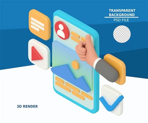 Premium Psd 3d Illustration Of Thumbs Up Profile Content