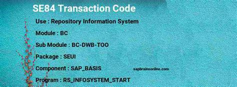 SE SAP Tcode For Repository Information System