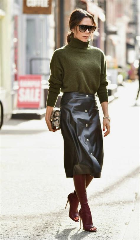 Образ с длинной кожаной юбкой - 92 фото