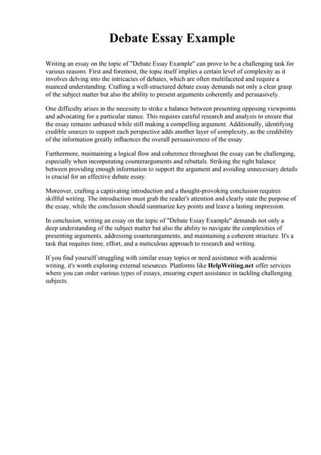 Debate Essay Example Pdf
