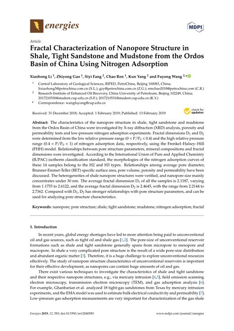 Pdf Fractal Characterization Of Nanopore Structure In Shale Tight Sandstone And Mudstone From
