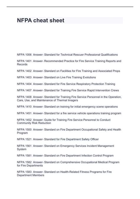 Nfpa Cheat Sheet Nfpa Stuvia Us