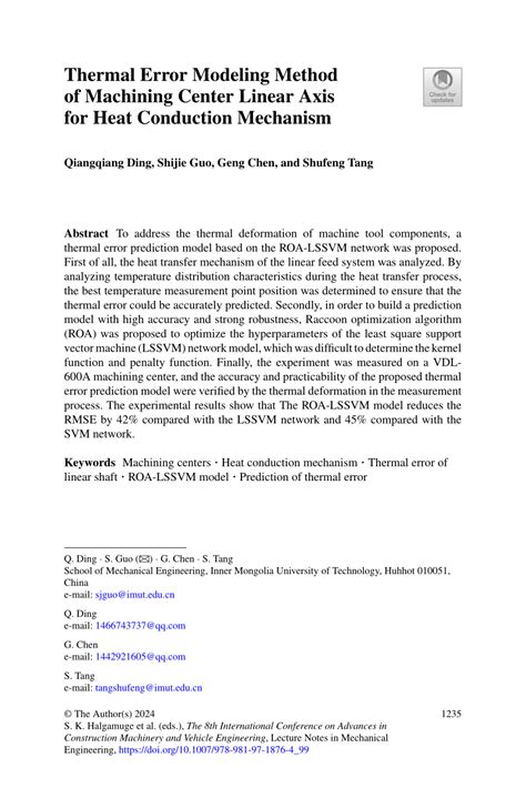 pdf thermal error modeling method of machining center linear axis for