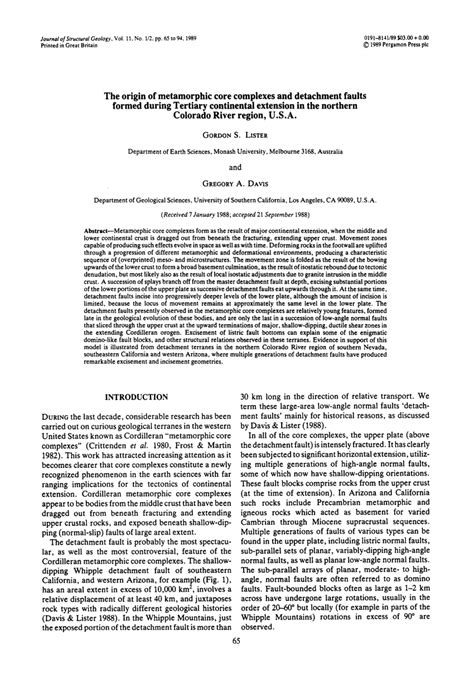 Pdf The Origin Of Metamorphic Core Complexes And Detachment Faults