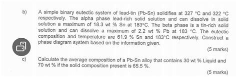 solved b a simple binary eutectic system of lead tin